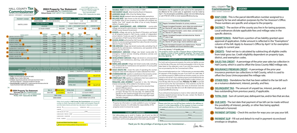 Property Tax Statement Explained - Hall County Tax Commissioner - GA