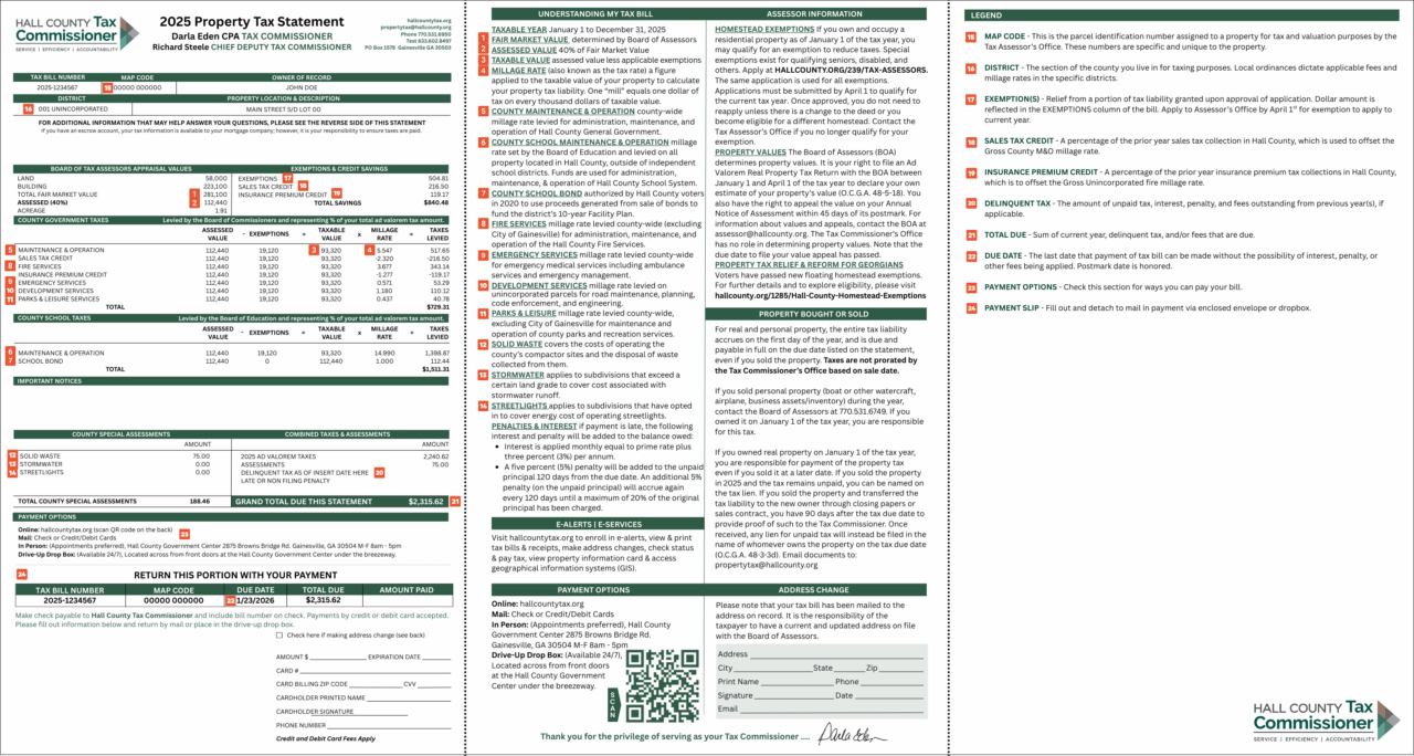 Property Tax Statement Explained - Hall County Tax Commissioner - GA